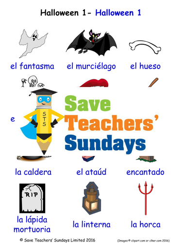 Halloween in Spanish Worksheets, Games, Activities and Flash Cards ...