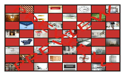 House Rooms and Furniture Checker Board Game | Teaching Resources