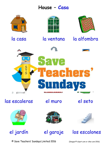 House in Spanish Worksheets, Games, Activities and Flash Cards (with ...