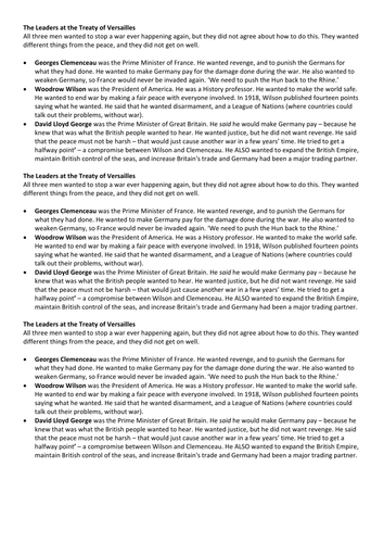 The Terms of the Treaty of Versailles | Teaching Resources