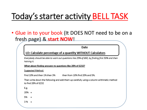 Todays Lesson Starter Activity Bell Task Poster Display Settling ...