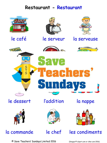 Restaurant in French Worksheets, Games, Activities and Flash Cards ...