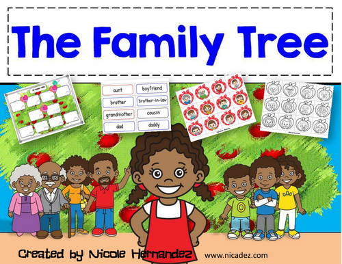 My Family Tree - Center Activity, Vocabulary Cards and Worksheet ...
