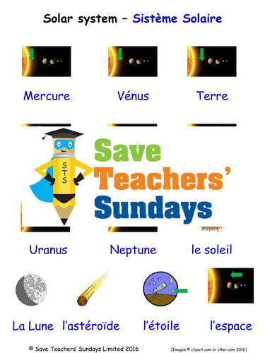 Solar System in French Worksheets, Games, Activities and Flash Cards ...