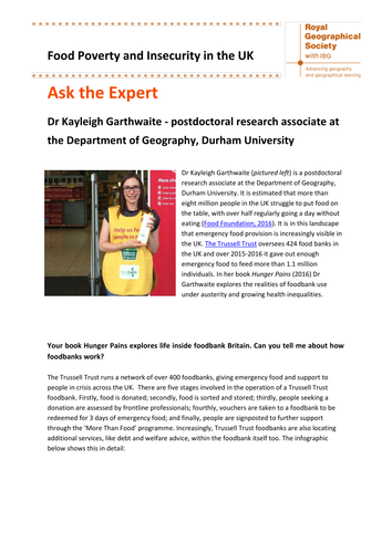 Ask the Expert Interview on Food Poverty and Insecurity in the UK ...