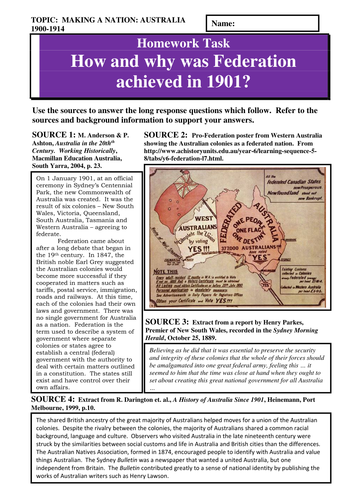 How & why was Federation achieved in 1901? | Teaching Resources