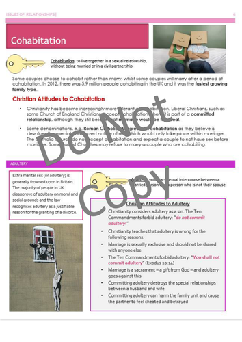 WJEC Eduqas Cohabitation and Adultery from Issues of Relationships ...