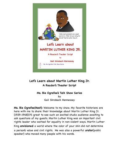 Martin Luther King: A Biographical Play(Reader's Theater Script ...