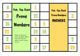 Prime, Square & Cube Numbers Pick Flip Check | Teaching Resources