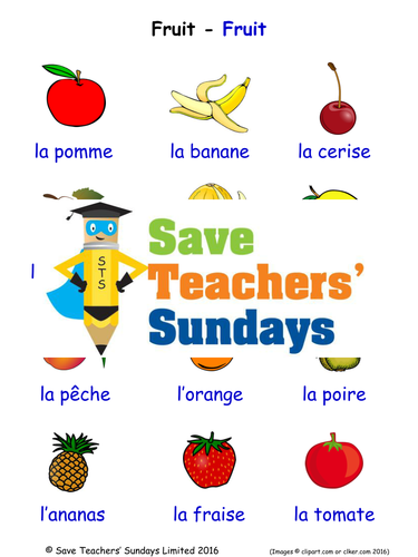 Fruits in French Worksheets, Games, Activities and Flash Cards (with ...