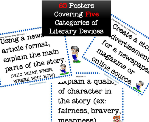 65 ESSENTIAL LITERARY DEVICES QUESTION POSTERS AND TASK CARDS ...