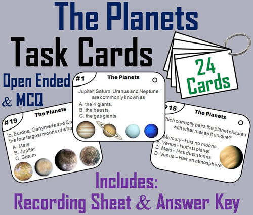 Space Science Task Cards: Astronomy: Moon Phases, Solar System, Planets ...