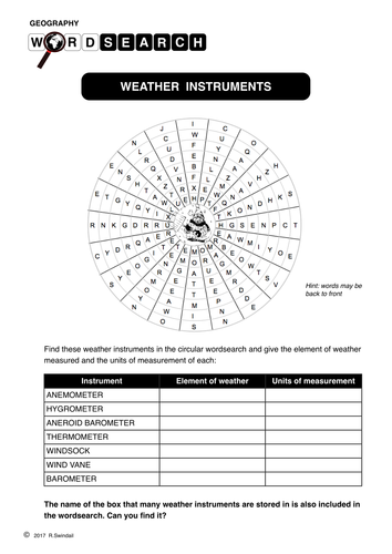 Weather Instruments Word Puzzle Bundle | Teaching Resources