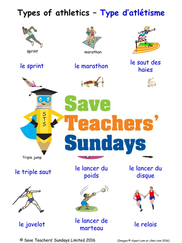 Sports in French Worksheets, Games, Activities and Flash Cards (with ...