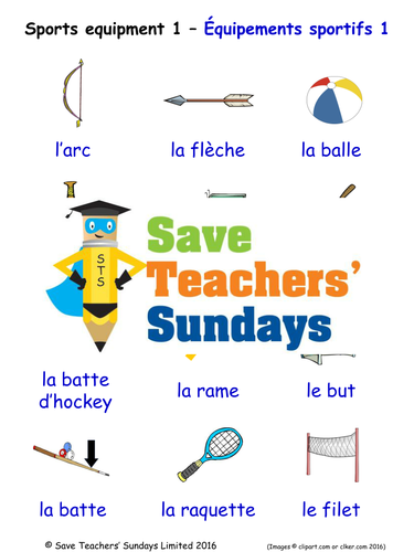 Sports Equipment in French Worksheets, Games, Activities and Flash ...