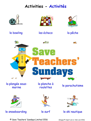Activties in French Worksheets, Games, Activities and Flash Cards (with ...