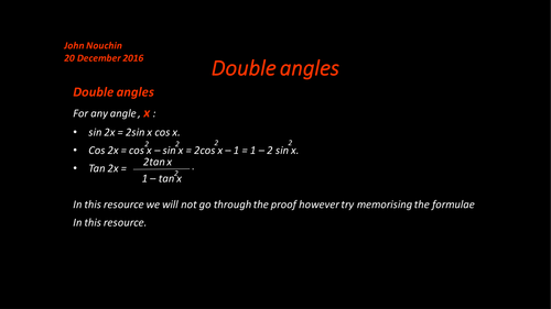 Double angles,Compound angles and Polygons angles | Teaching Resources