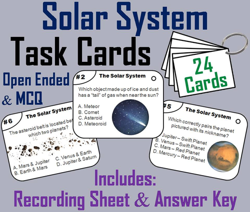Space Science Task Cards: Astronomy: Moon Phases, Solar System, Planets ...