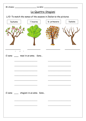 ITALIAN - I Mesi dell'Anno e le Quattro Stagioni | Teaching Resources