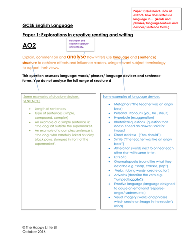 AQA GCSE English Language STUDENT FRIENDLY mark schemes. Both papers ...