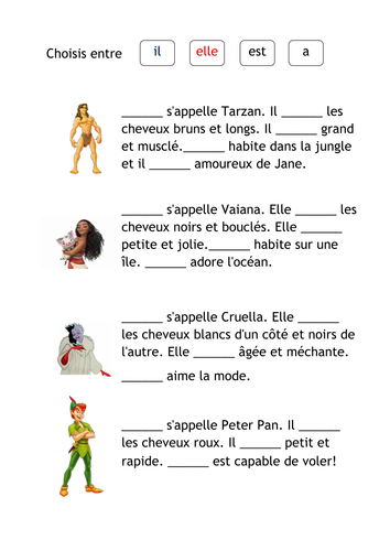 Physical description using ETRE and AVOIR and disney characters ...