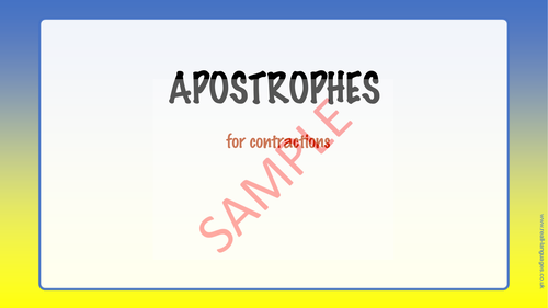 Apostrophes for Contractions: Presentation, Worksheets, Card activity ...