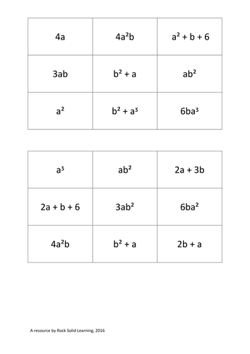 Algebra Basics Bingo | Teaching Resources