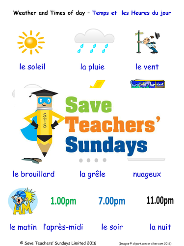 Weather in French Worksheets, Games, Activities and Flash Cards (with ...