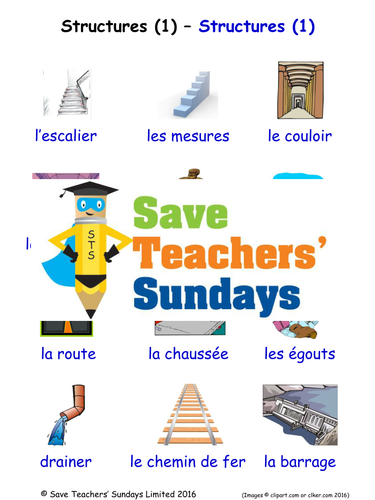 Buildings and Structures in French Worksheets, Games, Activities and ...