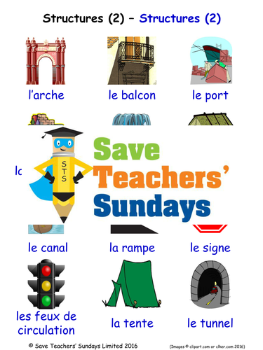 Buildings and Structures in French Worksheets, Games, Activities and ...