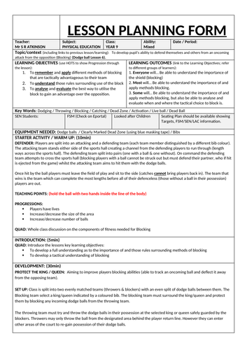 KS4 Dodgeball Resources and Lesson Plans | Teaching Resources