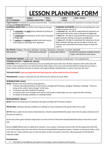 KS4 Dodgeball Resources and Lesson Plans | Teaching Resources