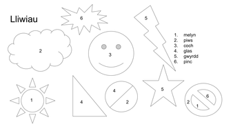 Lliwiau (Colours in Welsh) Colour by number | Teaching Resources