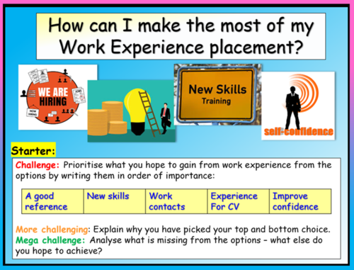 Careers & Employment: Work Experience | Teaching Resources