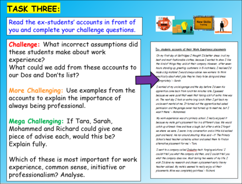 Careers & Employment: Work Experience | Teaching Resources