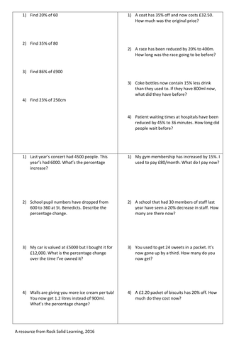 Percentage Word Problems | Teaching Resources Percentage Word Problems | Teaching Resources