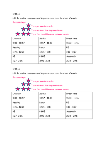 compare and order time | Teaching Resources