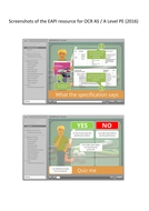 OCR A LEVEL PE (2016): EAPI - elearning model example | Teaching Resources