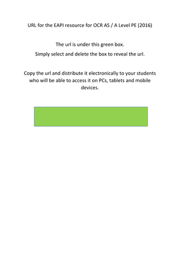 OCR A LEVEL PE (2016): EAPI - elearning model example | Teaching Resources