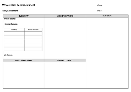 Whole Class Feedback Sheet for Maths | Teaching Resources Whole Class Feedback Sheet for Maths | Teaching Resources