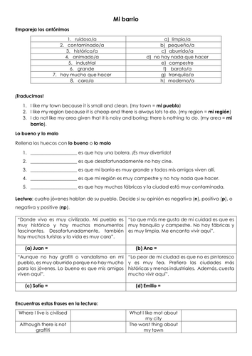 GCSE Spanish Mi barrio : home and area bundle | Teaching Resources