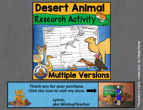 Desert Animal Research Activity | Teaching Resources