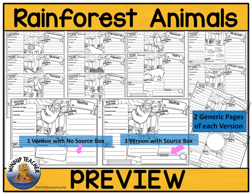 Rainforest Animal Research Activity Posters | Teaching Resources
