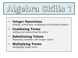 Algebra Skills 1 - examples, worksheets and answers | Teaching Resources