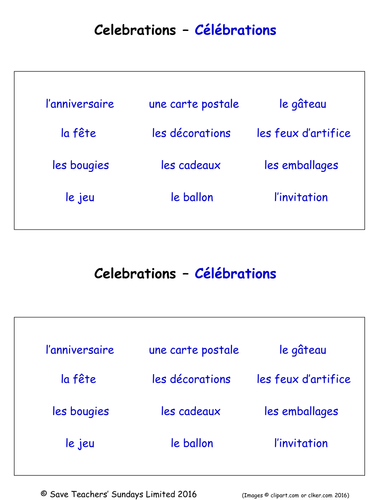 Celebrations and Christmas in French Worksheets (2 Labelling Worksheets ...