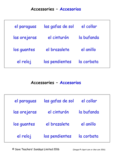 Clothes in Spanish Worksheets (3 Labelling Worksheets) | Teaching Resources