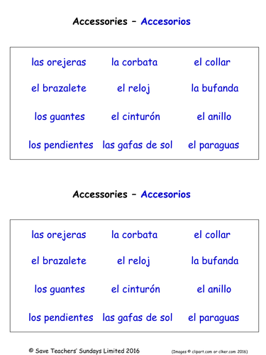 Clothes in Spanish Worksheets (3 Labelling Worksheets) | Teaching Resources