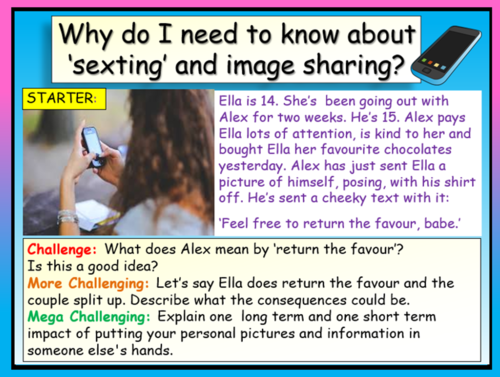 Sexting, Porn Image Sharing PSHE | Teaching Resources