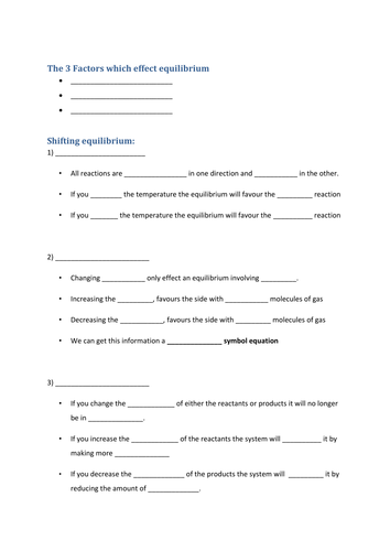 L13 & 14 Reversible reactions & Equilibrium and Le Chatelier’s ...