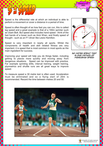NEW GCSE PE - Speed research fact sheet | Teaching Resources